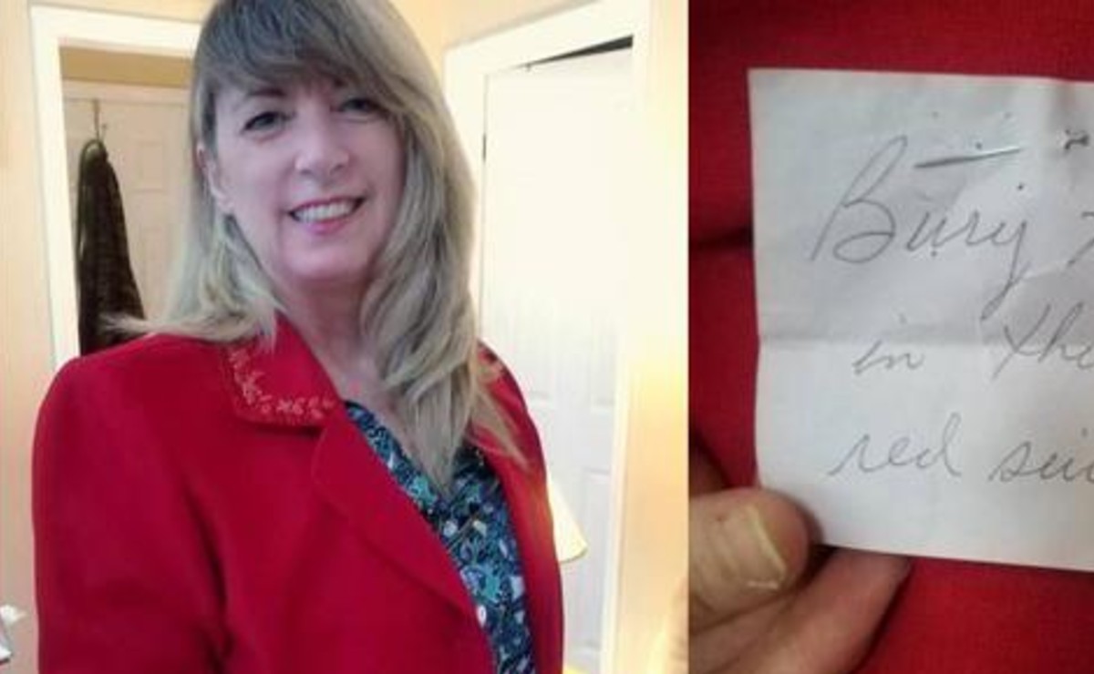 Mujer encuentra sorprendente nota en la bolsa de un saco que compró ...